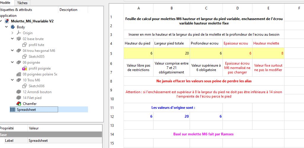 Utilisation de variables dans un dessin Freecad Utilisation de variables dans un dessin Freecad