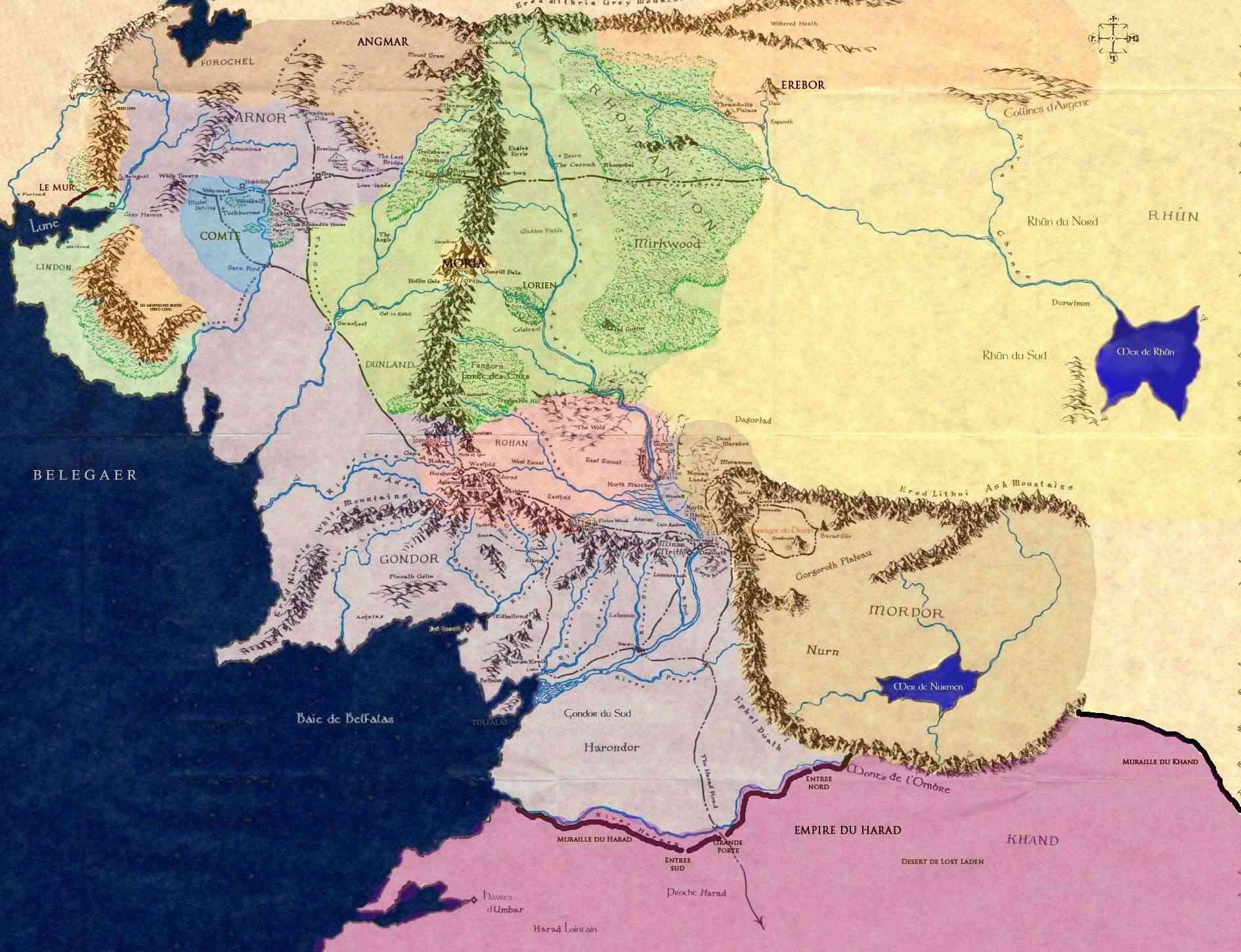 La carte géopolitique des Terres du Milieu La carte géopolitique des Terres du Milieu